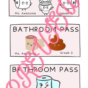 Cute Bathroom Pass Digital Customizable Download - Etsy