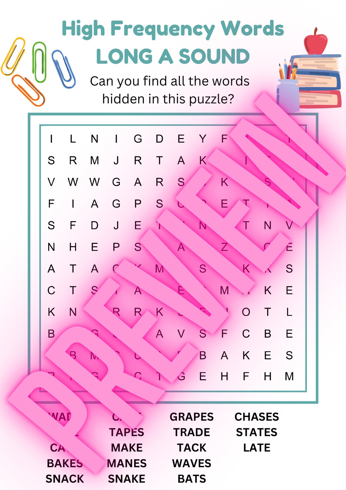 Long A Word Search Digital Downloads - Etsy