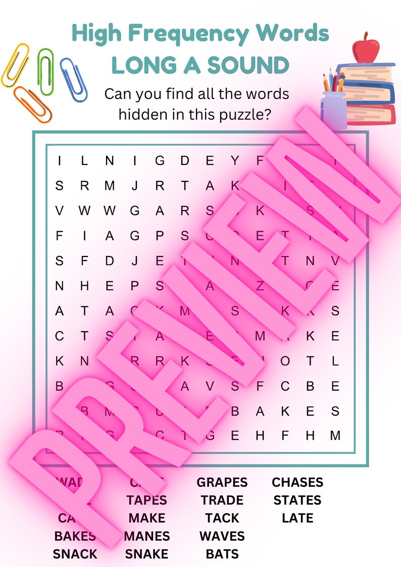 Long A Word Search Digital Downloads - Etsy