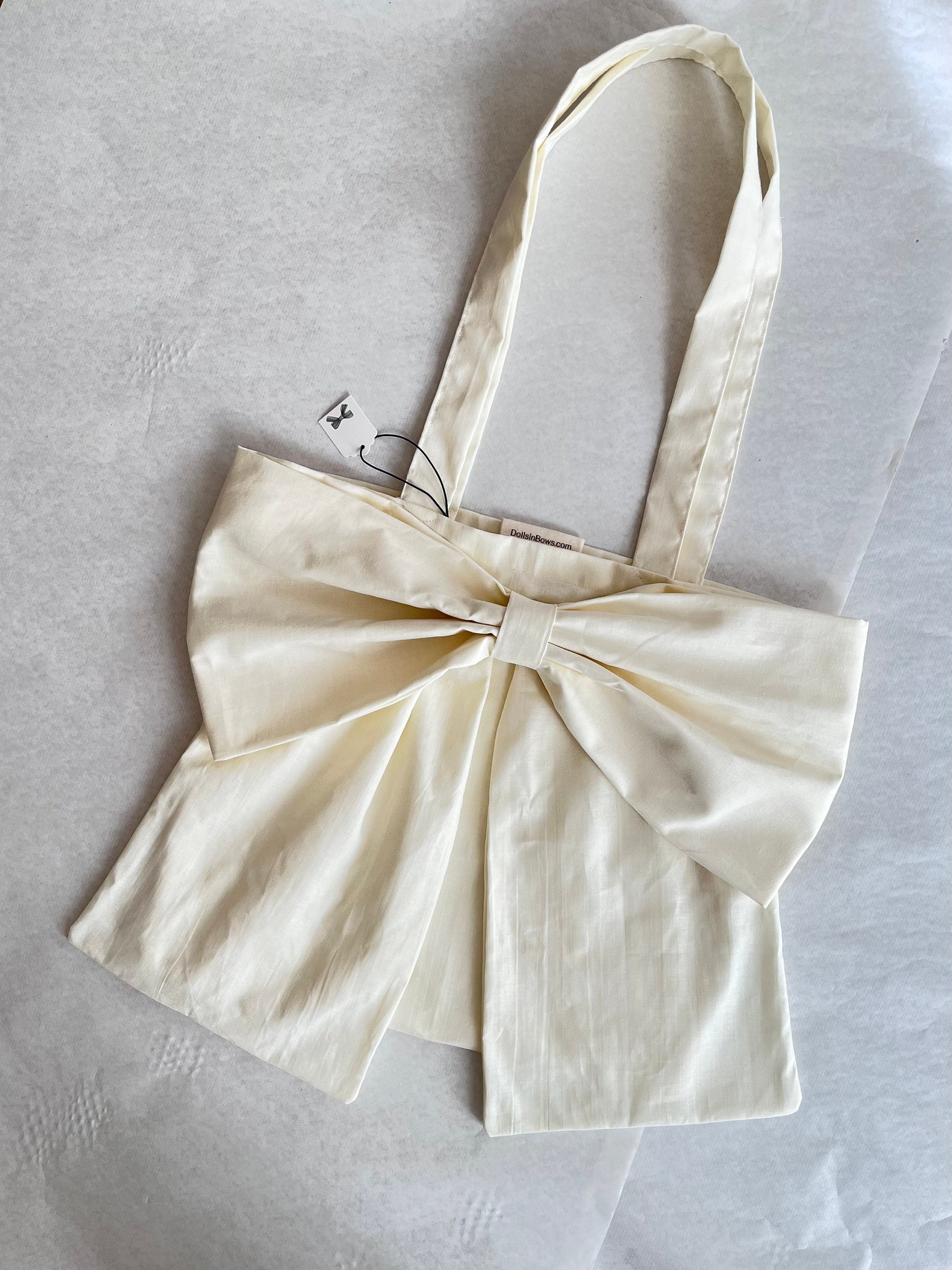 Cream Bow Tote Bag Messenger Bag, Purse With Bow, Shoulder Bag ...