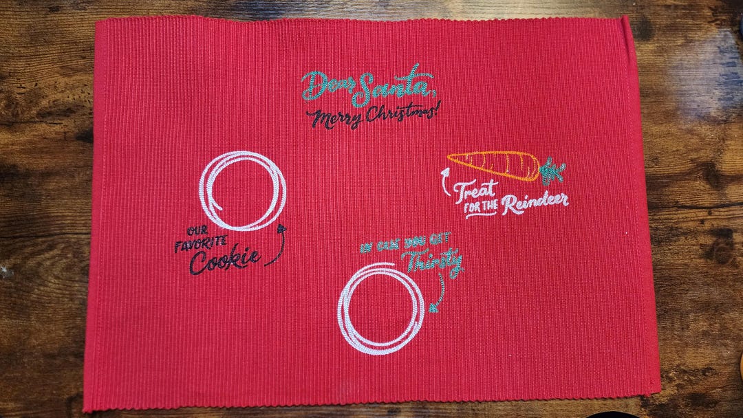 Milk & Cookies for Santa Placemat | Personalized Embroidered Christmas ...
