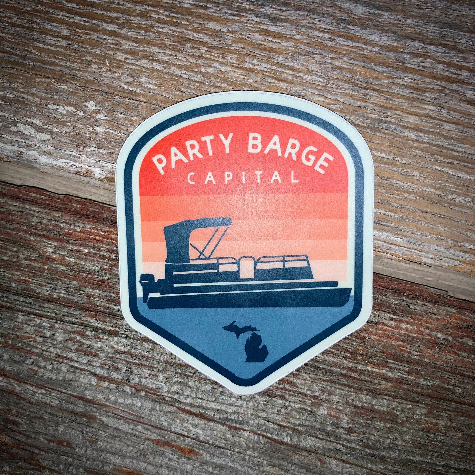 Michigan Pontoon Sticker, the Party Barge Capital | A Durable Michigan ...