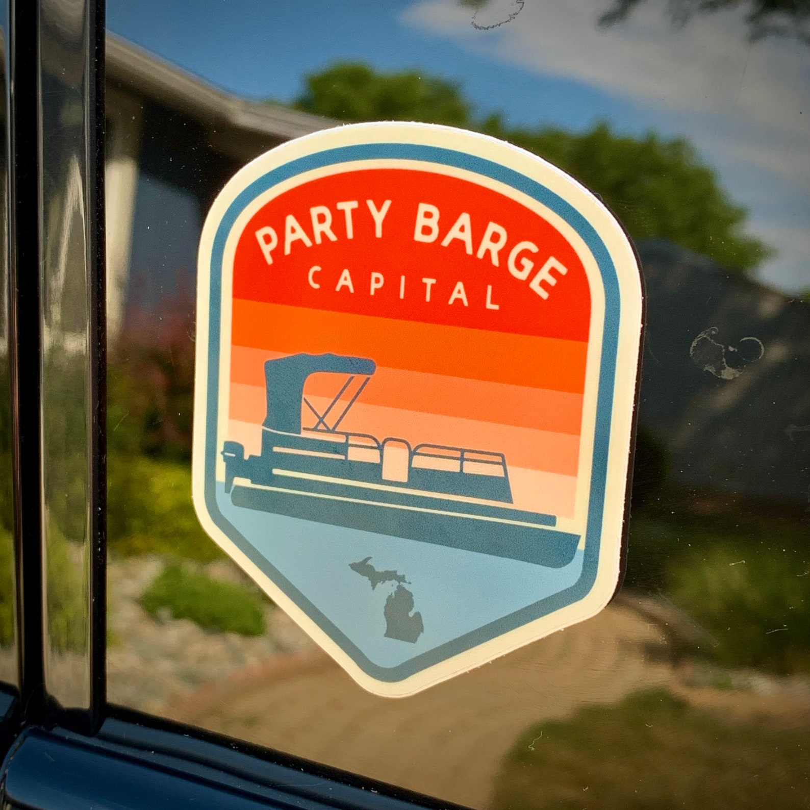 Michigan Pontoon Sticker, the Party Barge Capital | A Durable Michigan ...