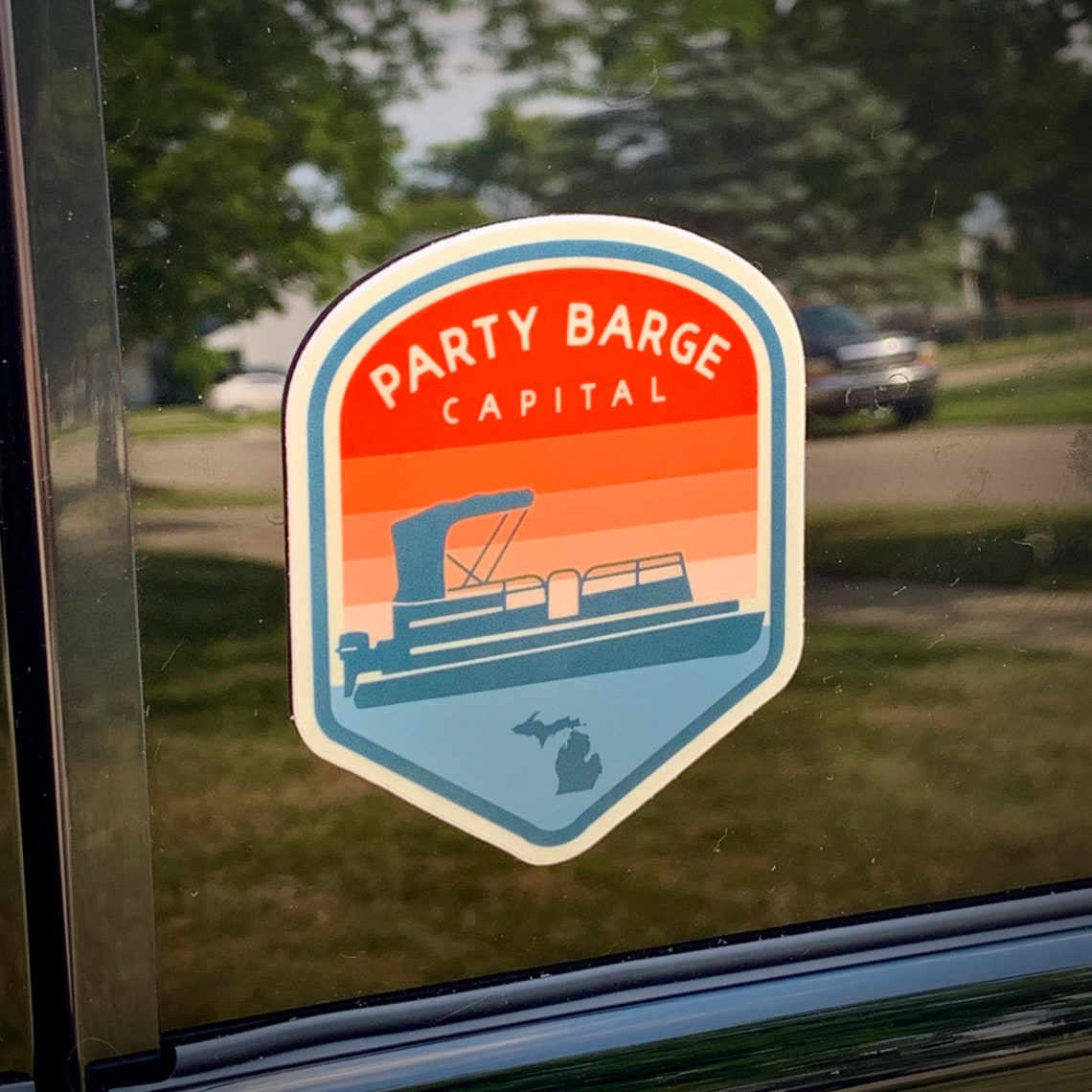 Michigan Pontoon Sticker, the Party Barge Capital | A Durable Michigan ...