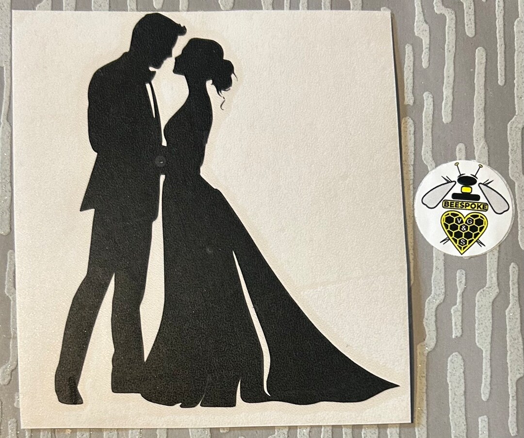 Bride & Groom Silhouette Vinyl Decal (style 1) - Etsy