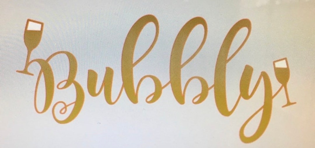 1015 BUBBLY Word Wiv Glasses Vinyl Decal - Etsy