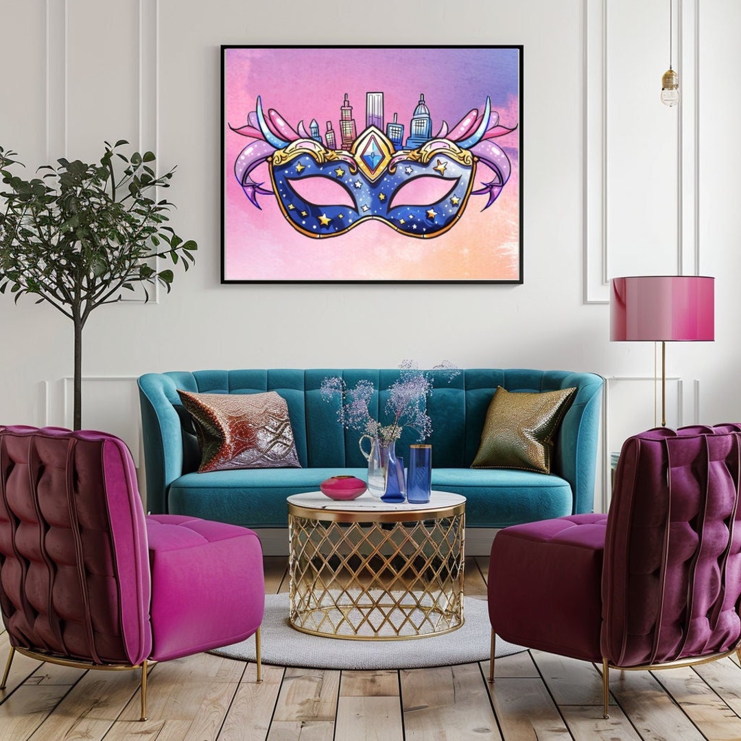 Starry Skyline Masquerade Mask Printable Wall Art High-resolution ...