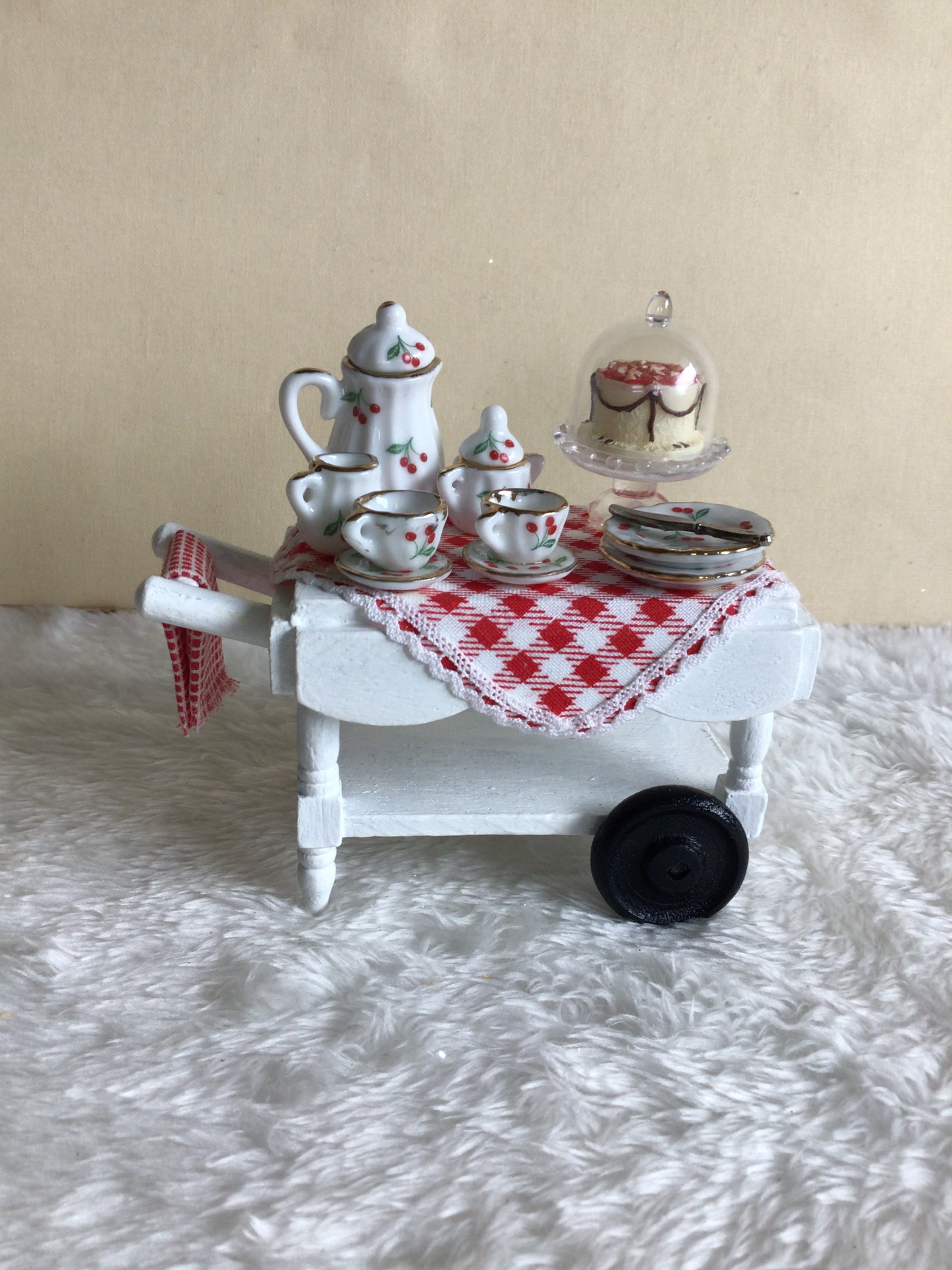 Miniature Vintage 1:12 Scale Tea Cart All Set for Tea - Etsy