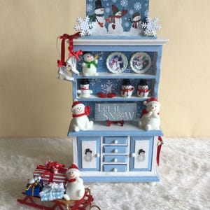 A Dollhouse Miniature “let It Snow” Theme Hutch With Sled - Etsy