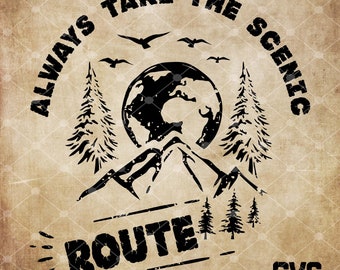 Always Take the Scenic Route Png, Camping Travel Adventure Wild Compass ...