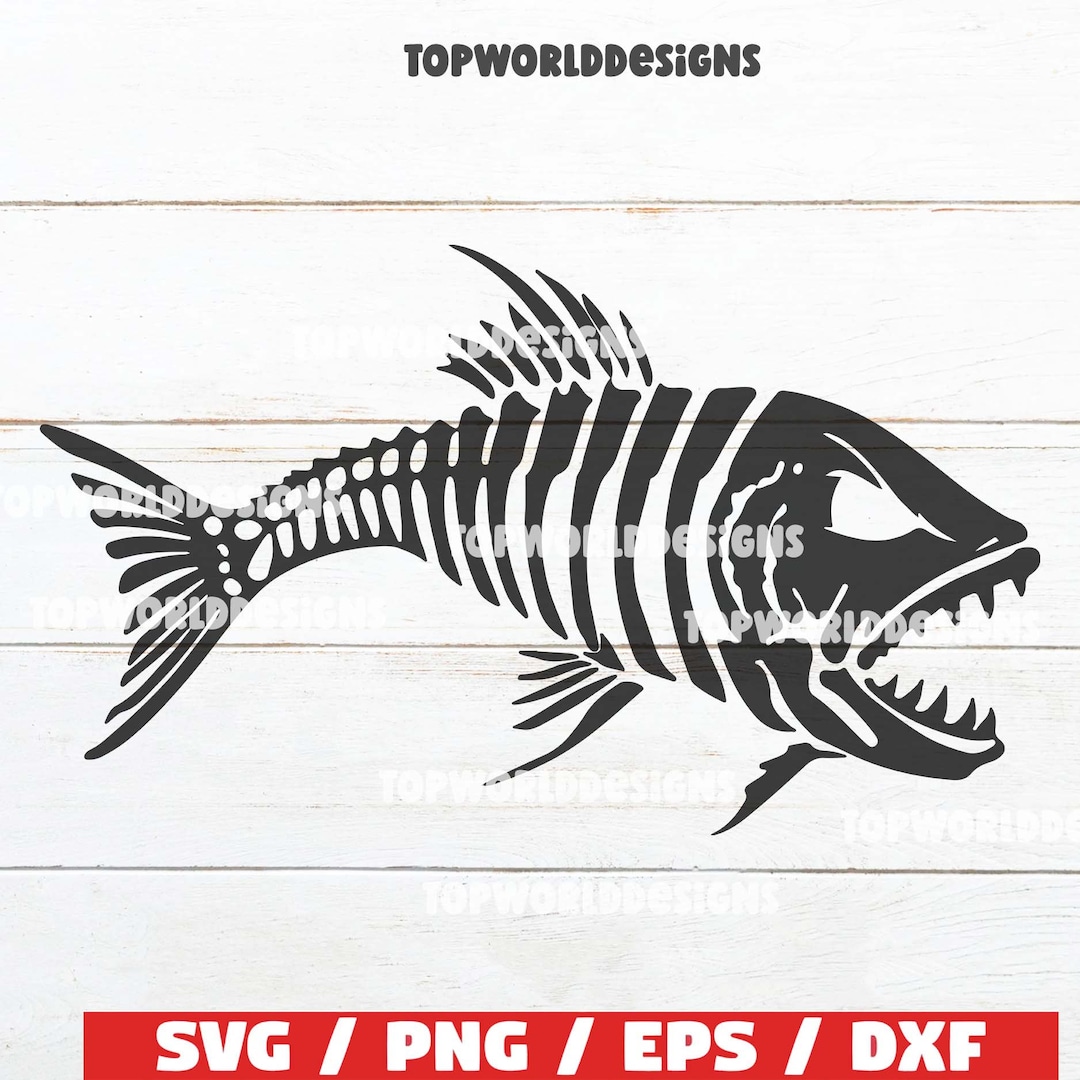 Skeleton Fish Svg, Piranha Svg, Fish Bone Svg, Vector Cut File for ...