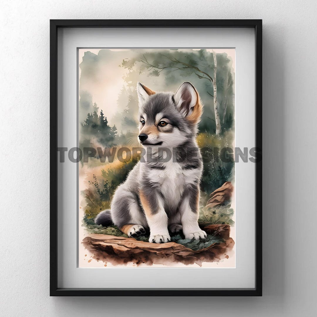 Baby Wolf Print, Wolf Nursery Decor, Nursery Wall Art, Kids Room Decor ...