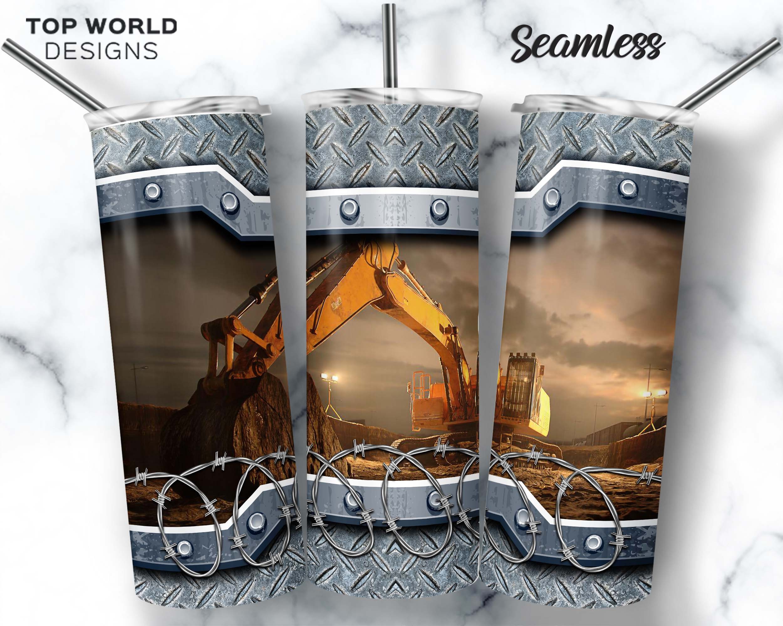 Excavator Tumbler Wrap Png 20oz Skinny Tumbler Sublimation Design ...