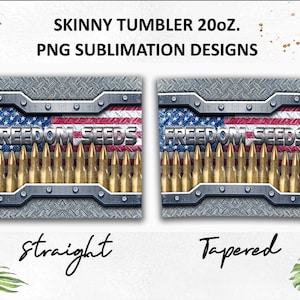 Freedom Seeds 20oz Skinny Tumbler Steel Ammo Bullets USA Flag Patriotic ...