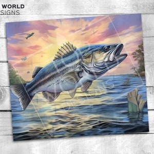 Bass Fish 20 Oz Skinny Tumbler Warp, Bass Fishing Tumbler, Bass Lover ...