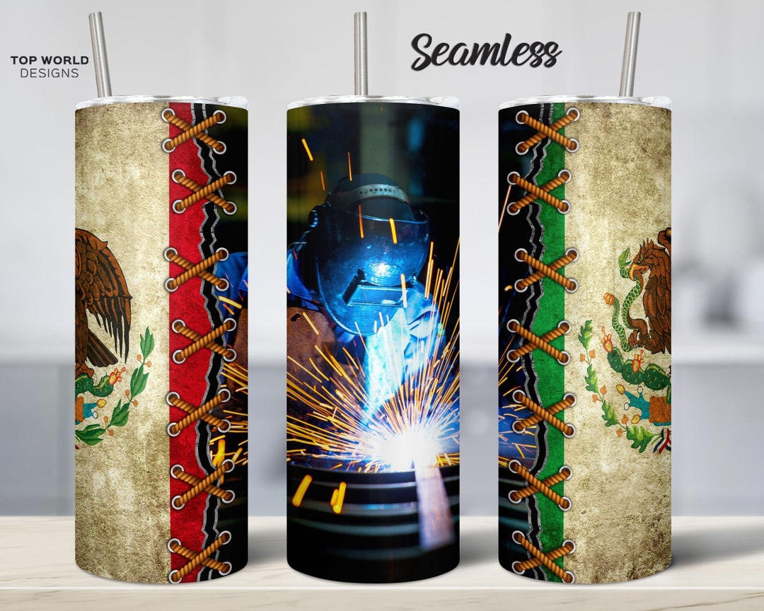 Mexican Flag Welder 20oz Skinny Tumbler Sublimation Designs, Welder for ...
