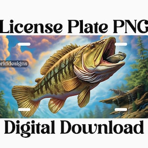 Bass Fish License Plate PNG, Fishing Plate Sublimation Design, Vanity ...