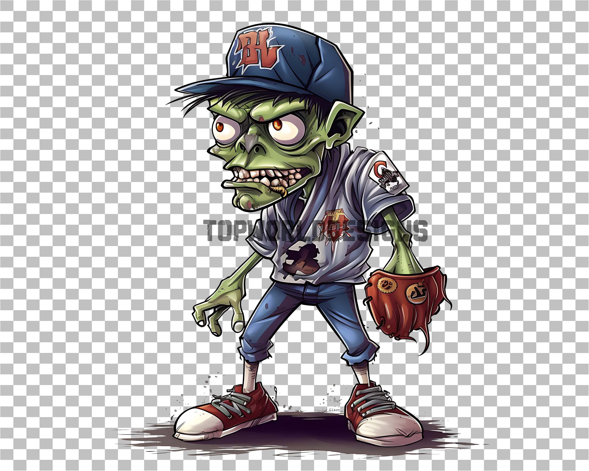 Baseball Zombie Clipart PNG, Cartoon Zombie, Baseball Player, High ...