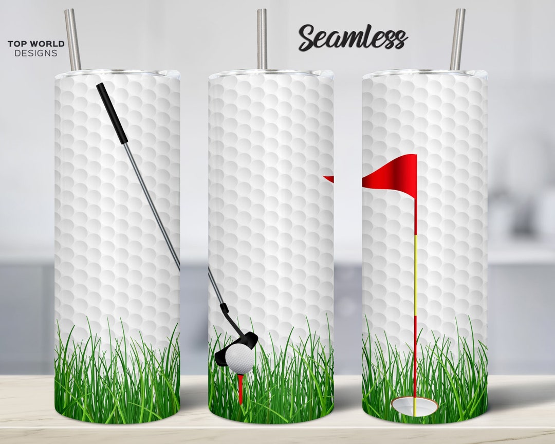 Realistic Seamless Golf Pattern 20oz Skinny Tumbler Sublimation Designs ...