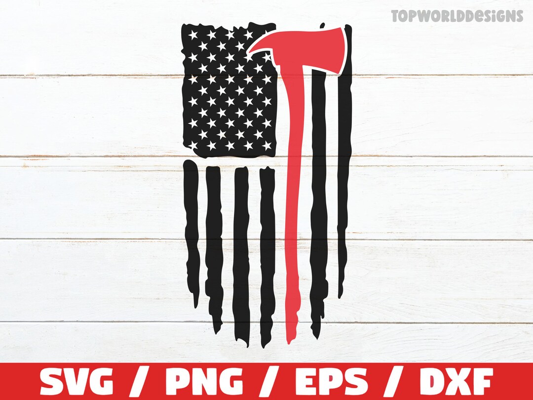 Red Line Flag SVG, Fireman Axe Svg, Firefighter Flag, Clipart for ...
