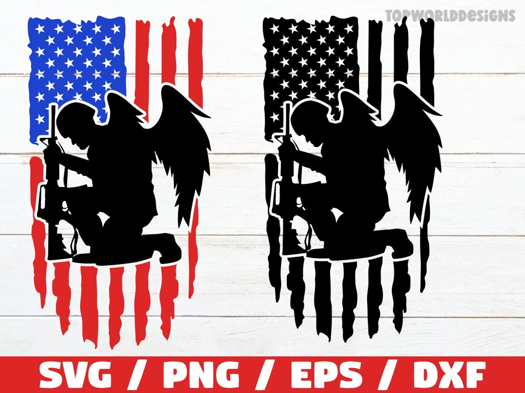 Soldier Distressed Flag Svg, American Army Military Marines, Kneeling ...