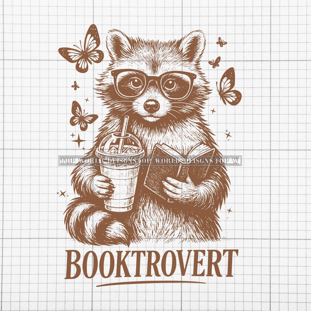 Booktrovert SVG, Bookworm SVG, Funny Book Lover Svg, Reading Raccoon ...