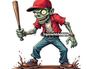 Baseball Zombie Clipart PNG, Cartoon Zombie, Baseball Player, High ...
