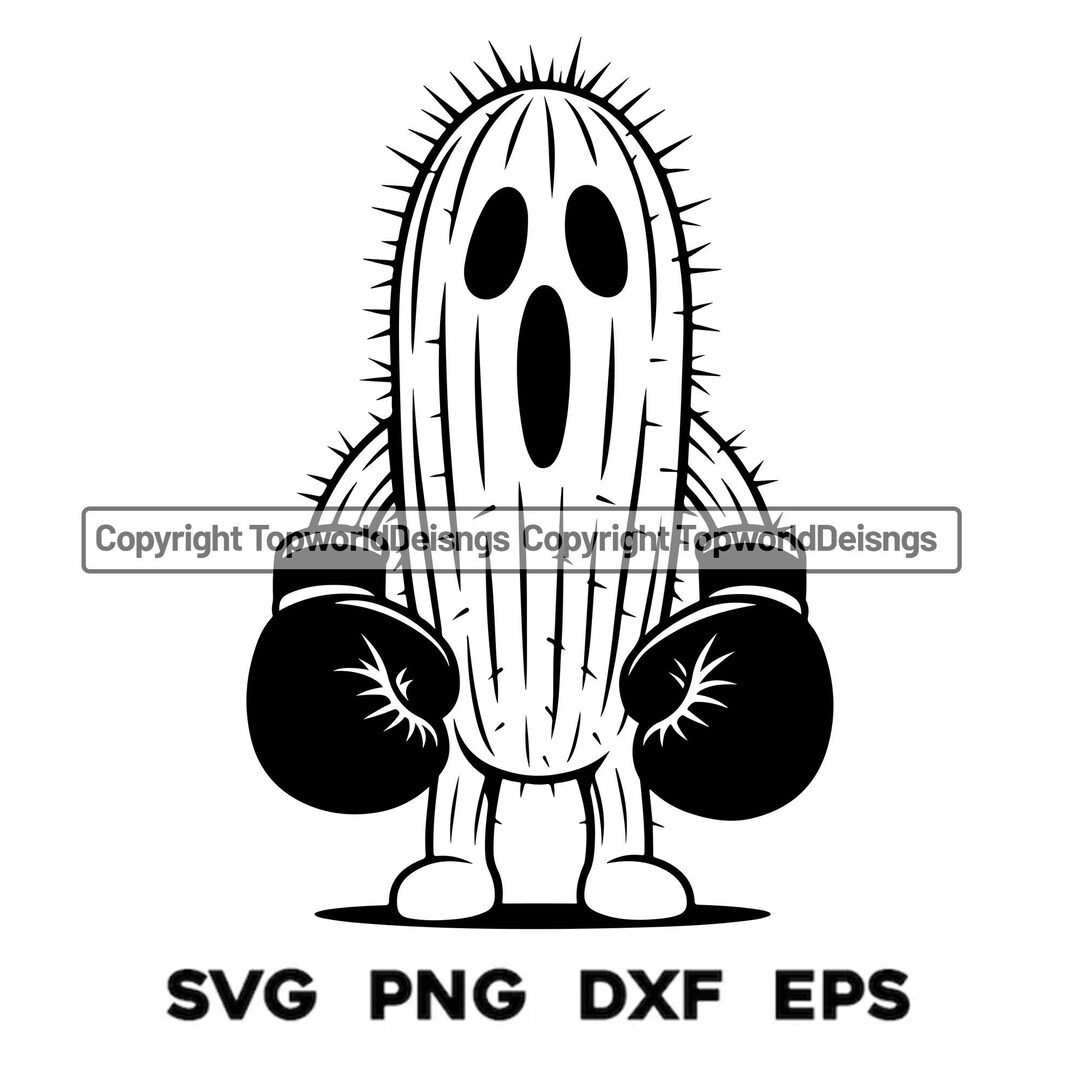 Boxing Cactus SVG | Funny Cactus Clipart | Spooky Desert Plant PNG ...