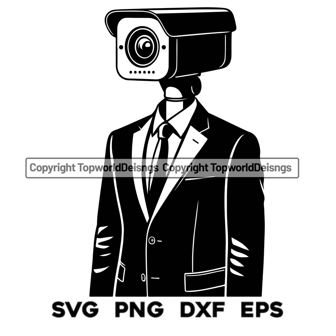 CCTV Camera Security Radar Head Man in Suit SVG PNG Dxf Eps ...