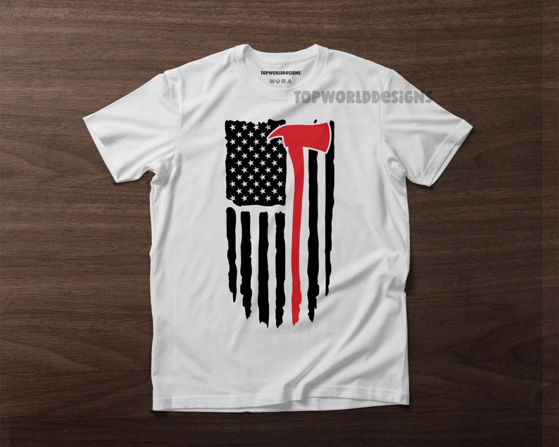 Red Line Flag SVG Fireman Axe Svg Firefighter Flag Clipart - Etsy