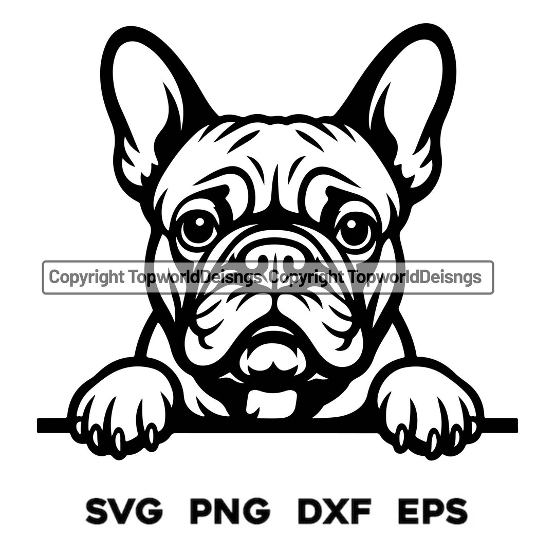 French Bulldog SVG | Peeking Dog Clipart | Frenchie Cut File PNG Dxf ...