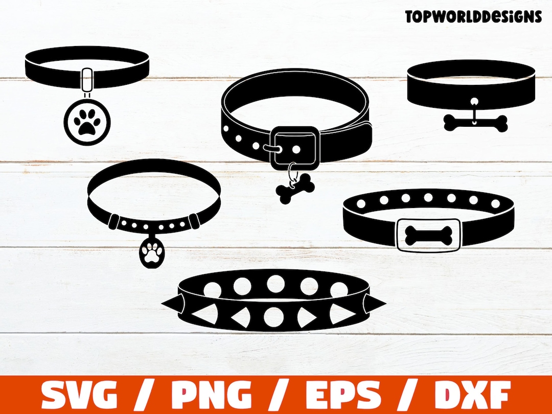 Dog Collar Svg Bundle, Bone Collar Clipart, Dog Collar Dxf, Dog Bone ...