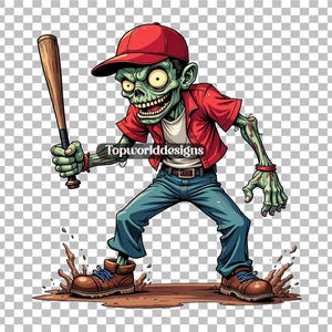 Zombie Baseball Clipart PNG, Cartoon Zombie, Baseball Player, High ...