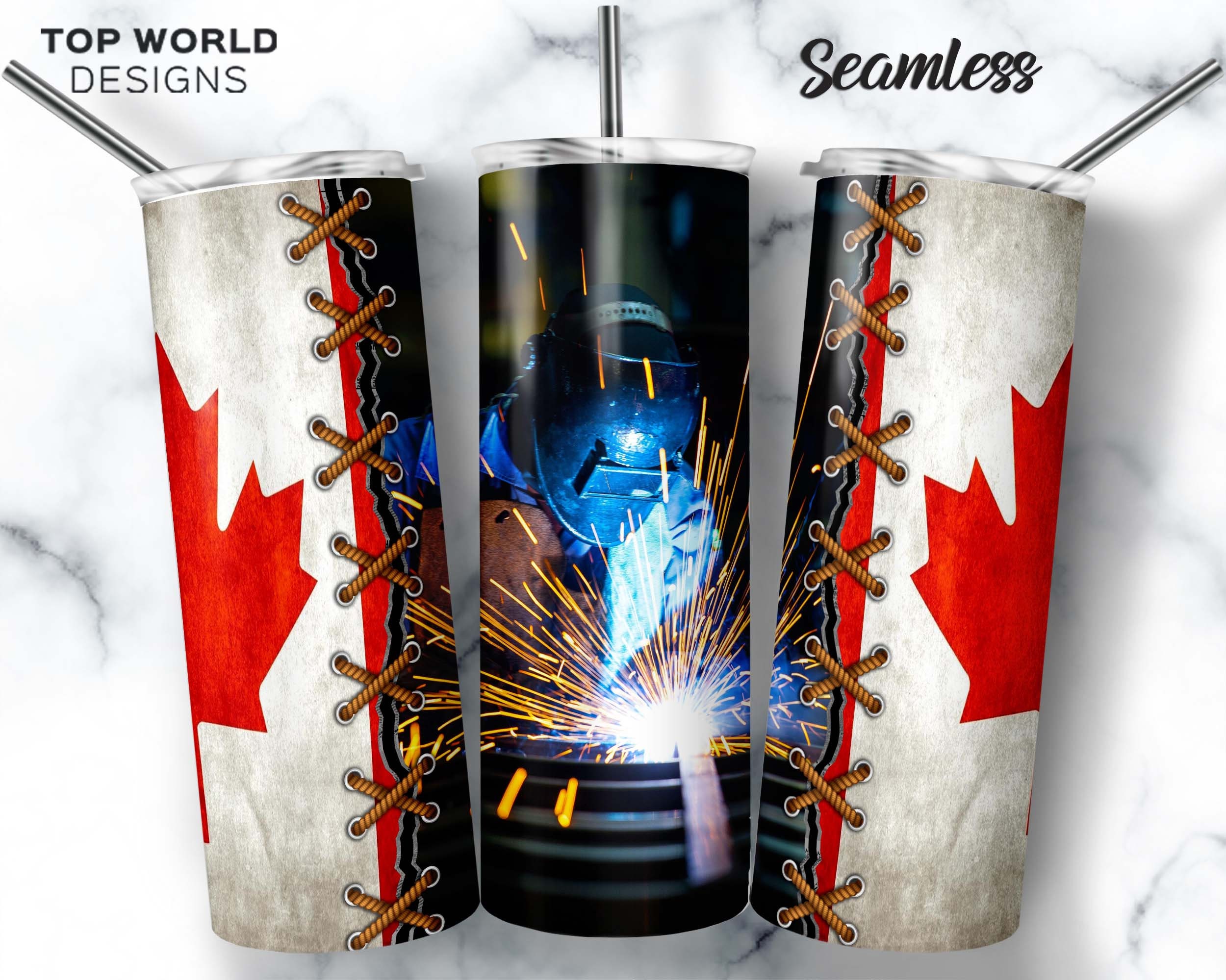 Canadian Welder 20oz Skinny Tumbler Sublimation Designs, Welder for ...