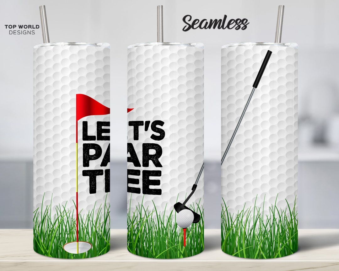 Realistic Seamless Golf Pattern 20oz Skinny Golf Tumbler, Let's Par Tee ...