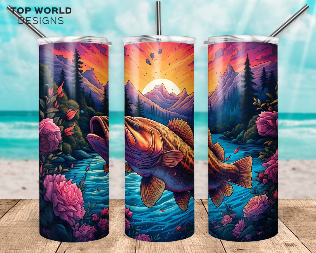 Bass Fish Rose 20 Oz Skinny Tumbler Warp Bass Fishing - Etsy