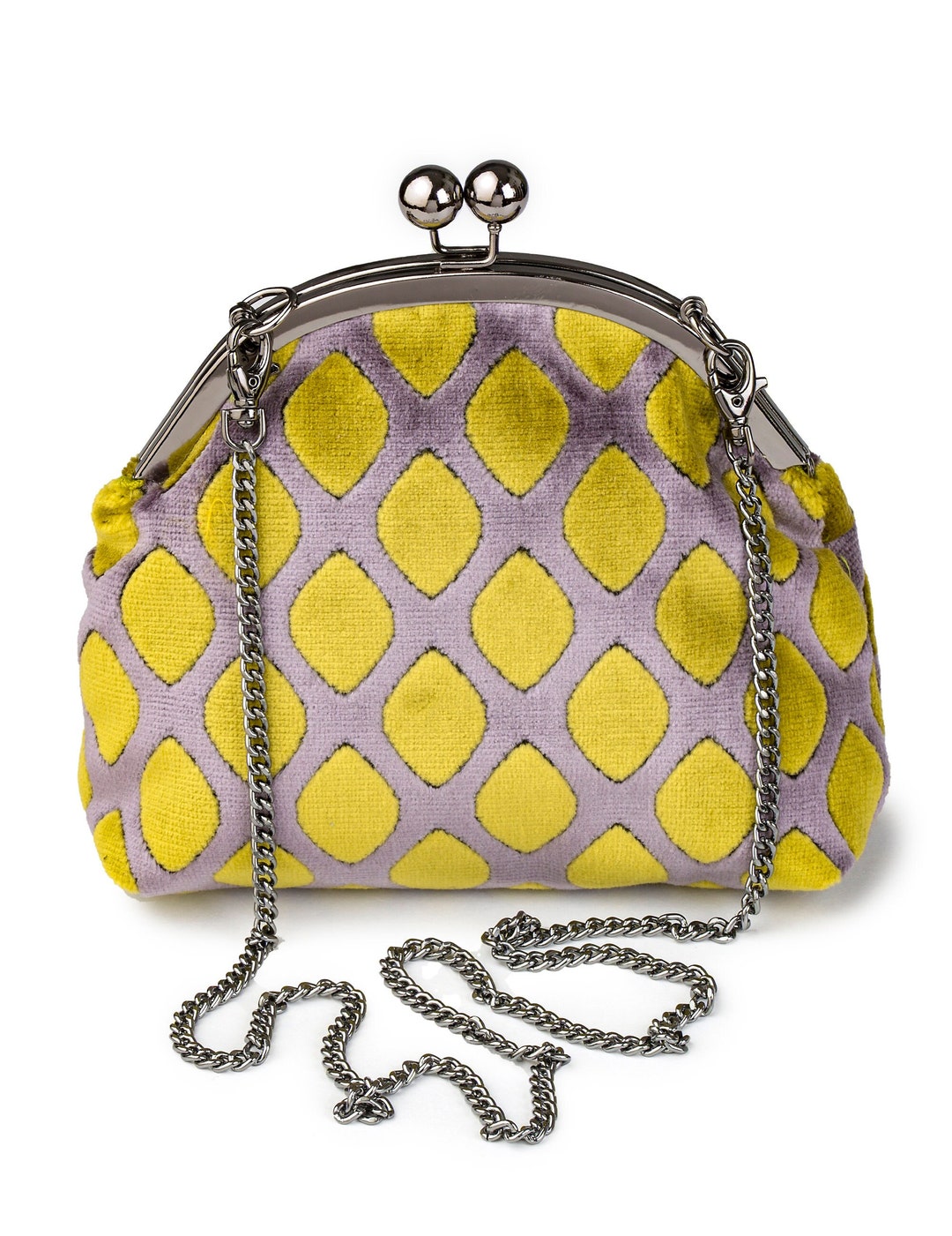 Metal Frame Bag, Bag With Chain , Decorative Fabric Bags, 50s Inspired ...