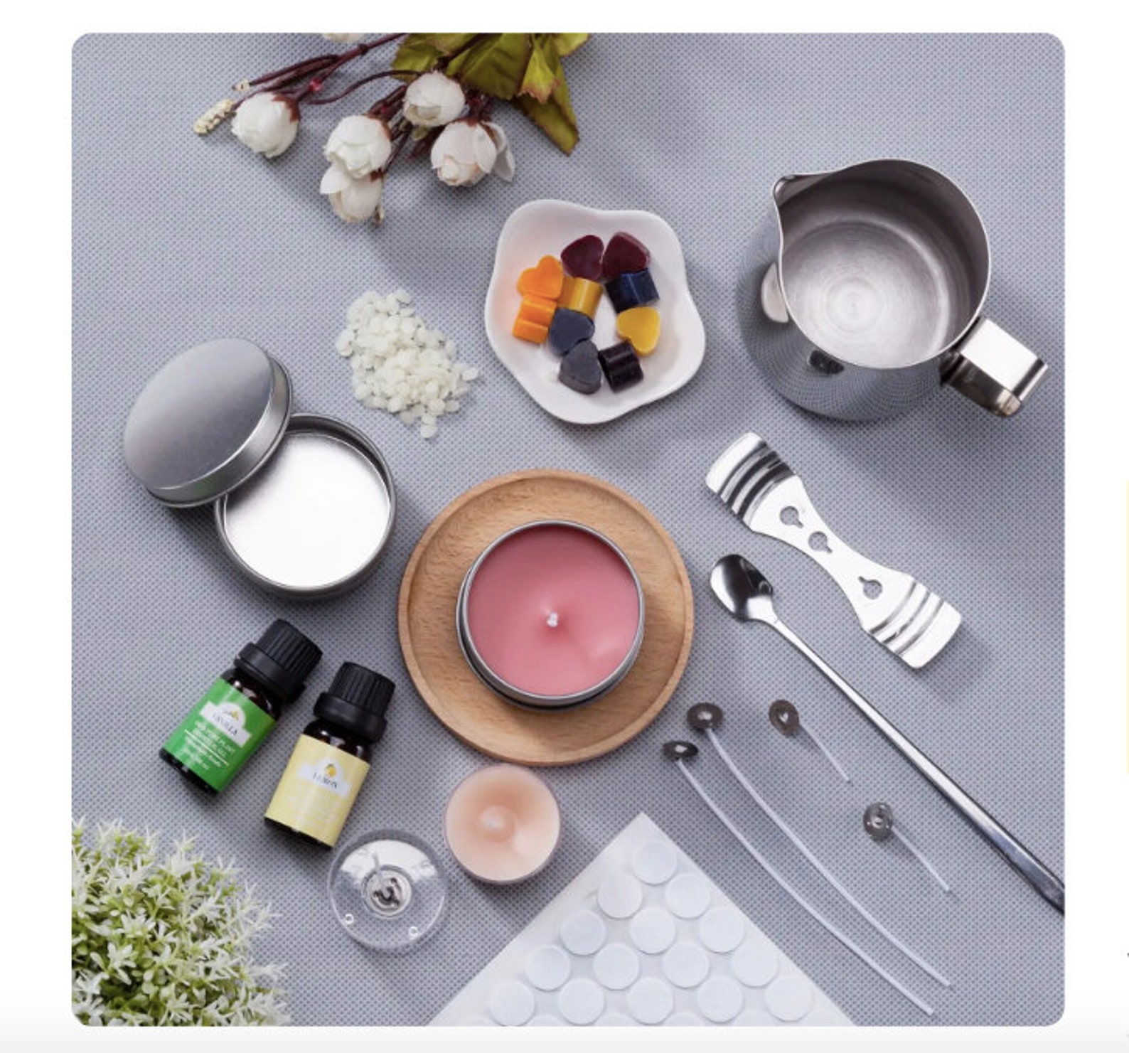 DIY Soy Candle Making Starter Kit With Easy Pour Pot, Fragrance Oils ...