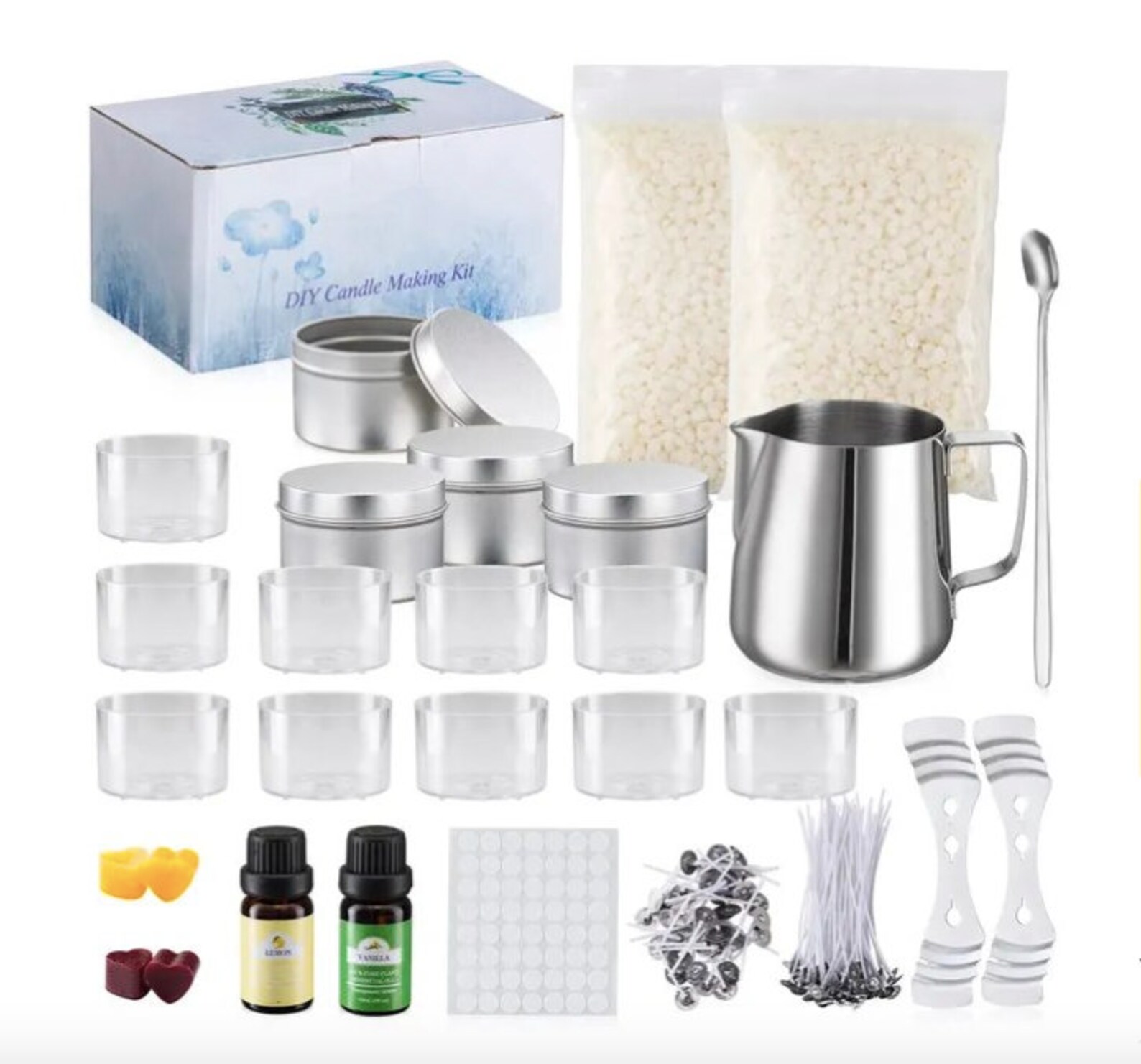 DIY Soy Candle Making Starter Kit With Easy Pour Pot, Fragrance Oils ...
