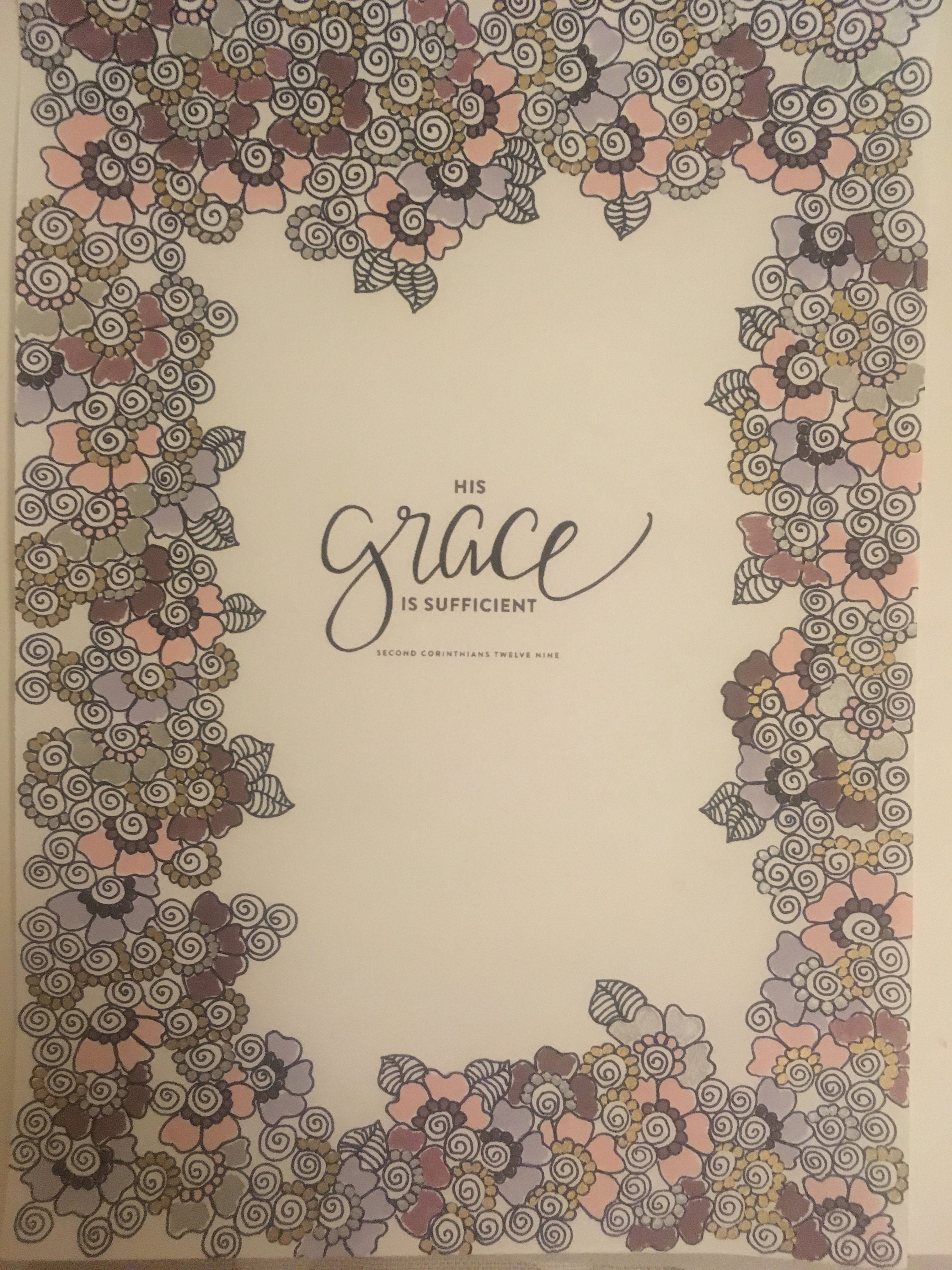 Hand Drawn Print Framed Bible Verse With Henna Style Border | Etsy