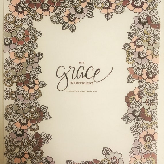 Hand Drawn Print Framed Bible Verse With Henna Style Border | Etsy