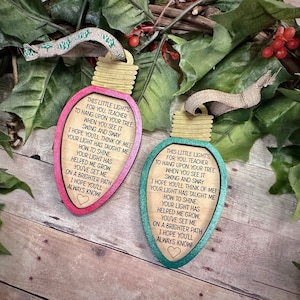 Teacher Light Christmas Bulb Ornament - Gift for Teachers Teaching ...