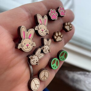 PAWPRINT, BUNNY, PEACE Sign Earrings Svg Pdf Laser Cut File Easter ...