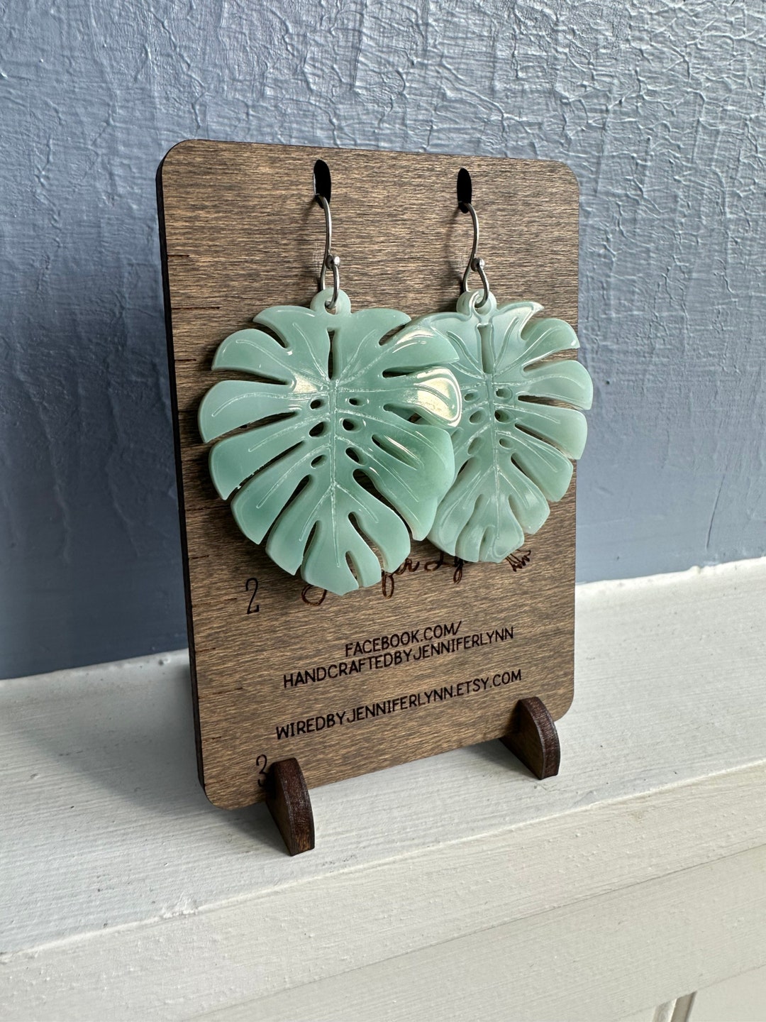 Monstera Leaf Earrings, Laser Cut Acrylic, Lightweight Dangle Earrings ...