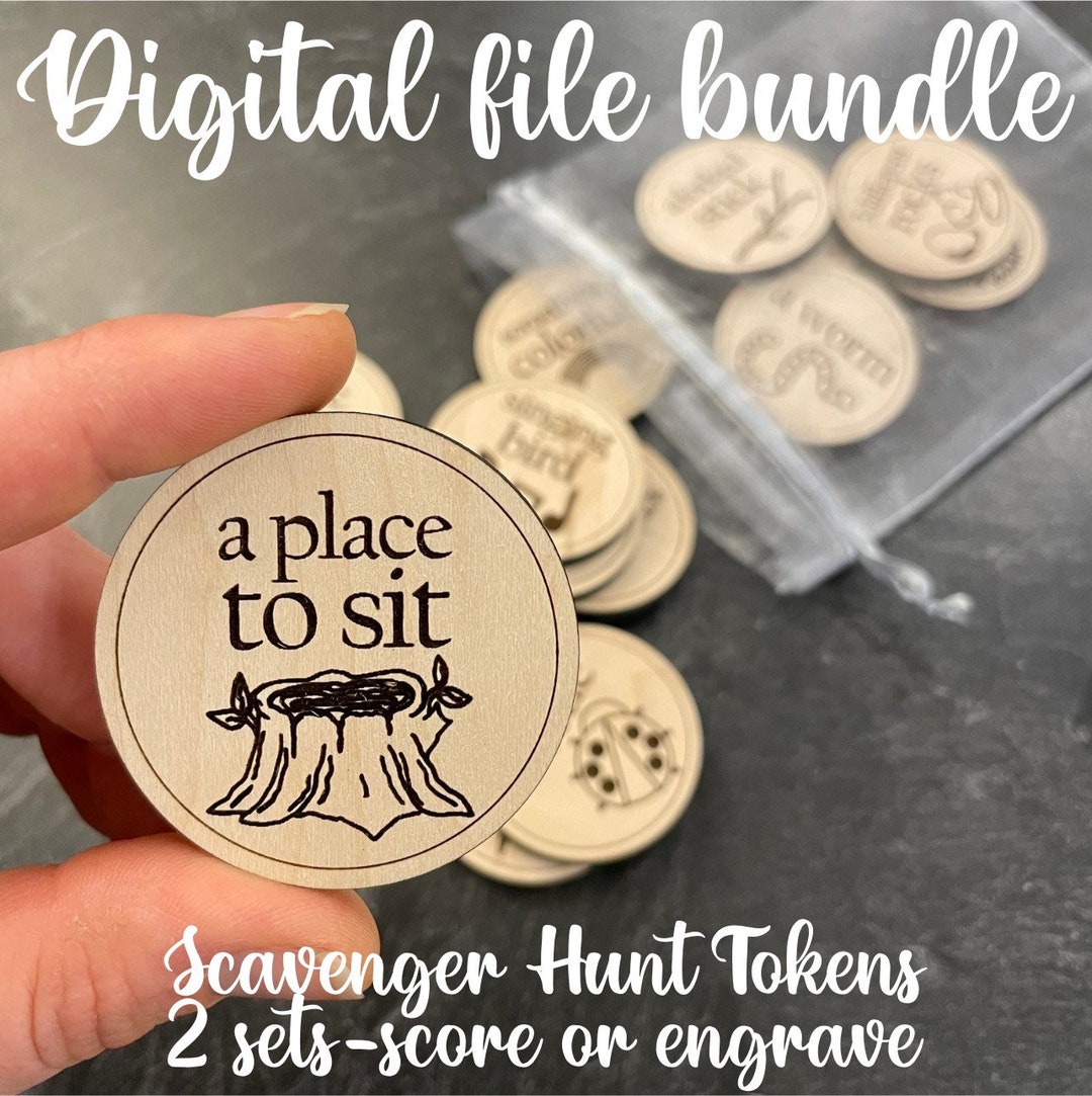 Scavenger Hunt SVG Cut File 2 Sets of Tokens Coins Round Chips Digital ...