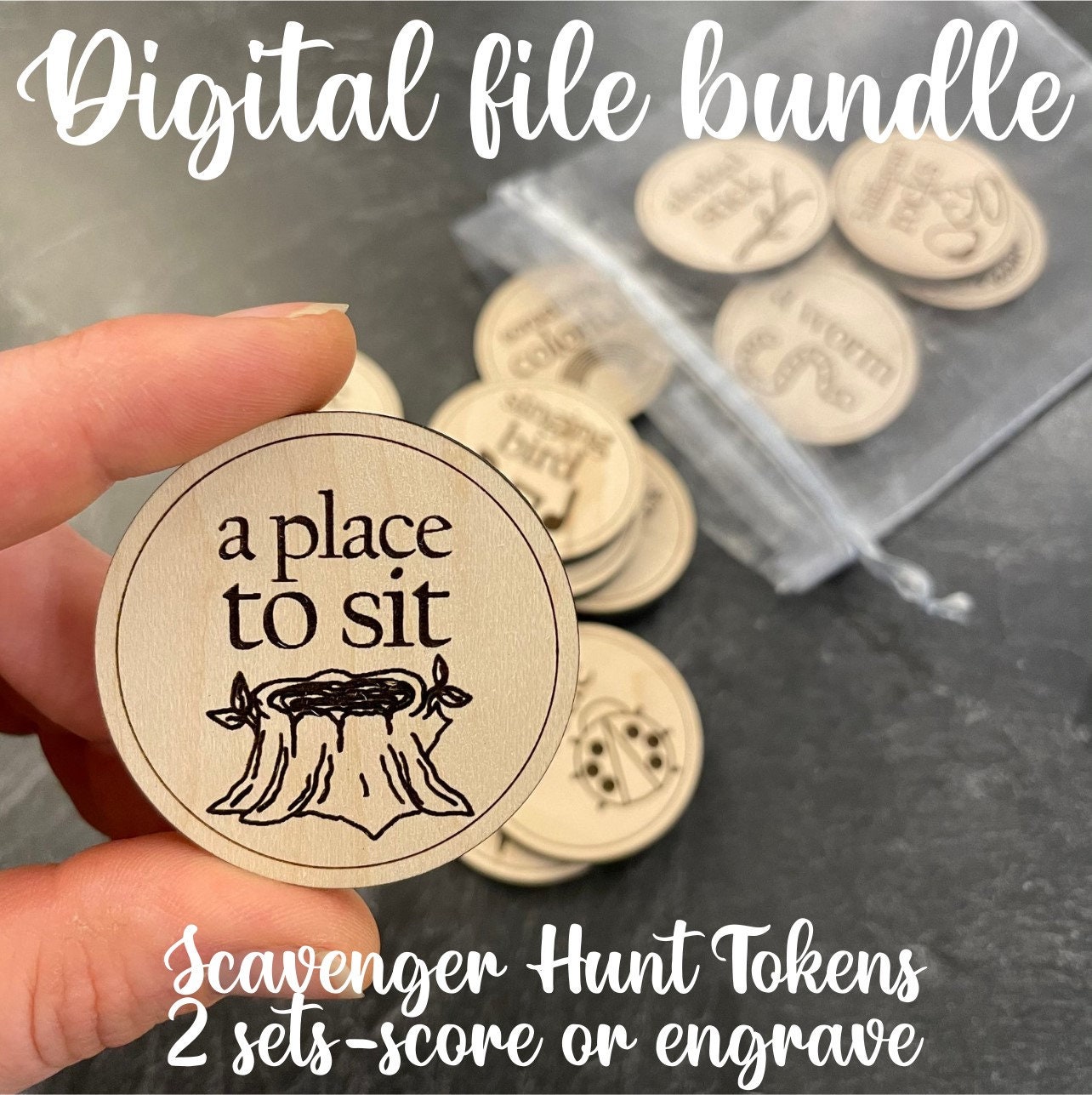 Scavenger Hunt SVG Cut File 2 Sets of Tokens Coins Round Chips Digital ...