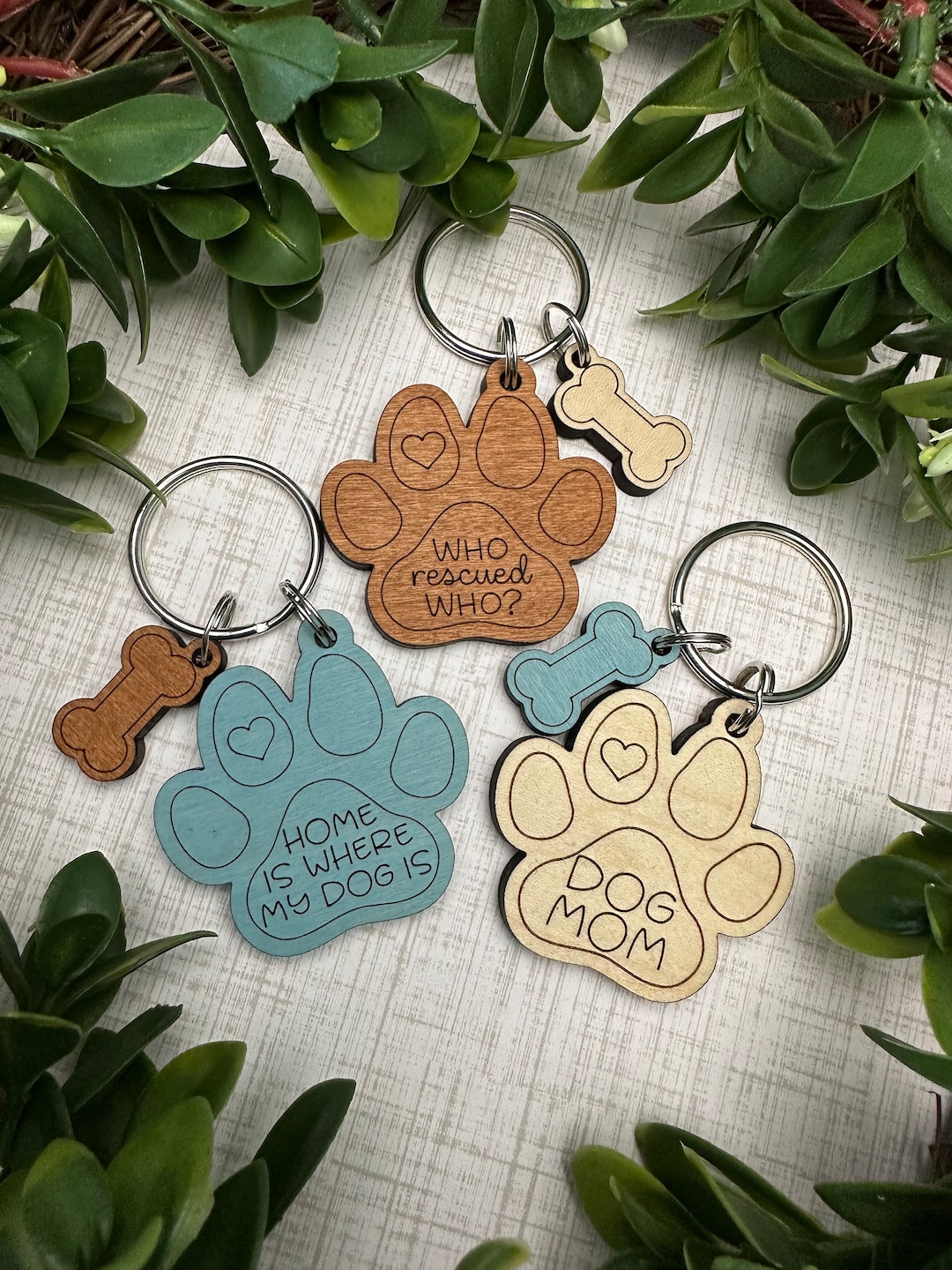 Dog Lover Keychain -choose From 12 Designs & 3 Colors - Dog Owner Paw ...