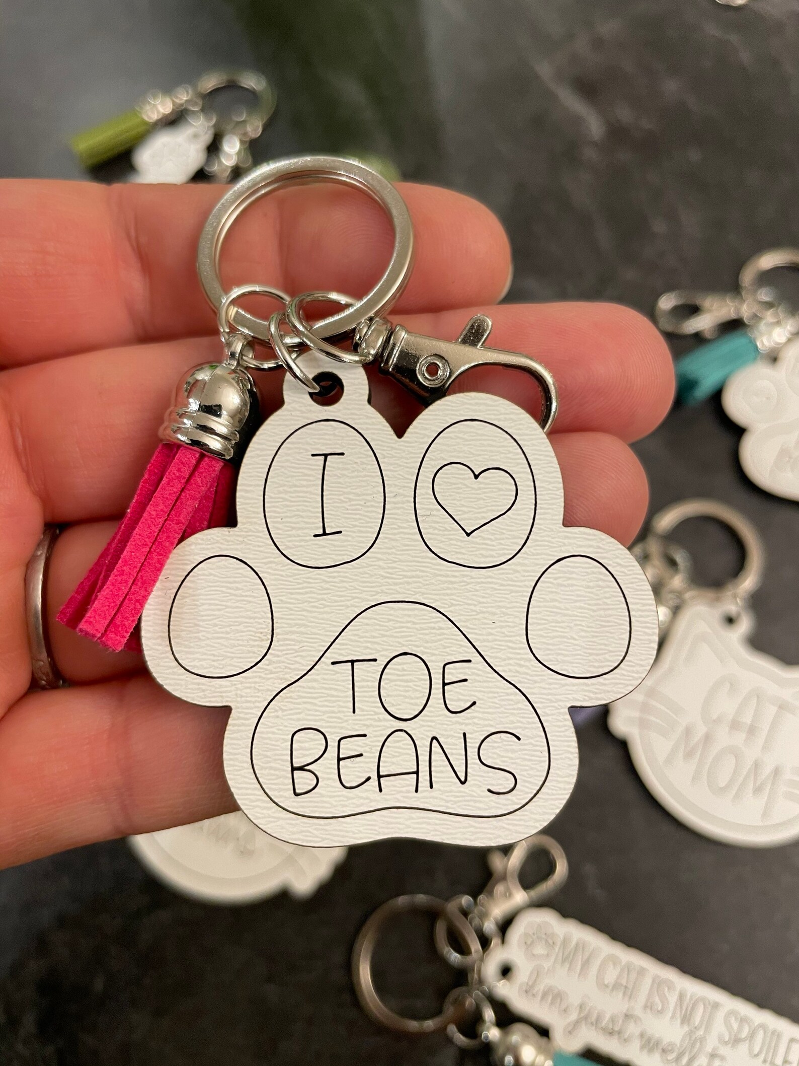 Cat Lover Keychain - Choose Your Design - Cat Owner Paw Prints Toe ...
