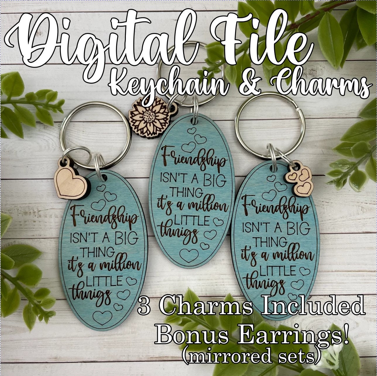 SVG PDF Friendship Keychain-bonus Earrings-3 Charm | Etsy