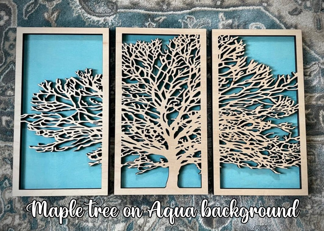 Laser cut Tree Panel Wall Art you choose stain colors. 2 | Etsy